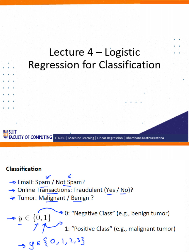 Lecture 4 - Logistic Regression | PDF