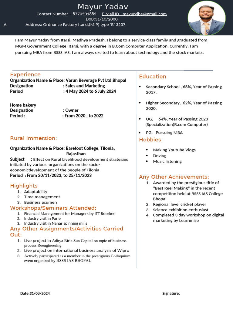 Mayur's CV | PDF