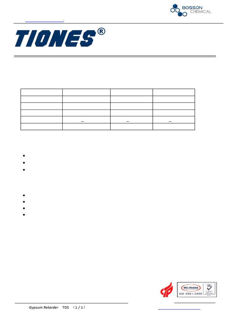 Coating Bosson Gpysum Retarder TDS V4 | PDF