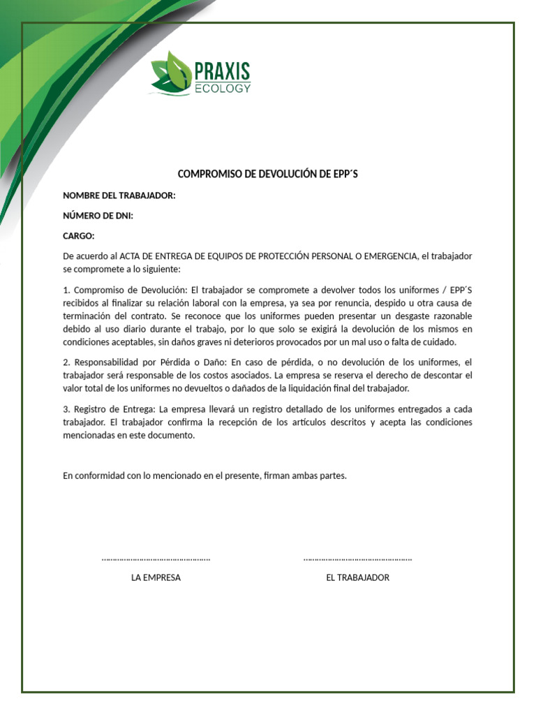 Compromiso de Devolución | PDF
