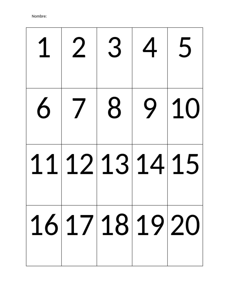 Bingo Numérico 1 Al 20 | PDF