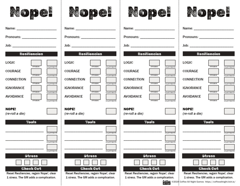 Nope Character Sheets | PDF