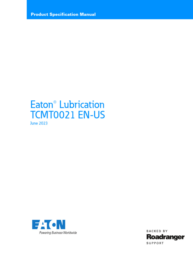 Eaton Lubricants Product Specification Manual Tcmt0021 | PDF
