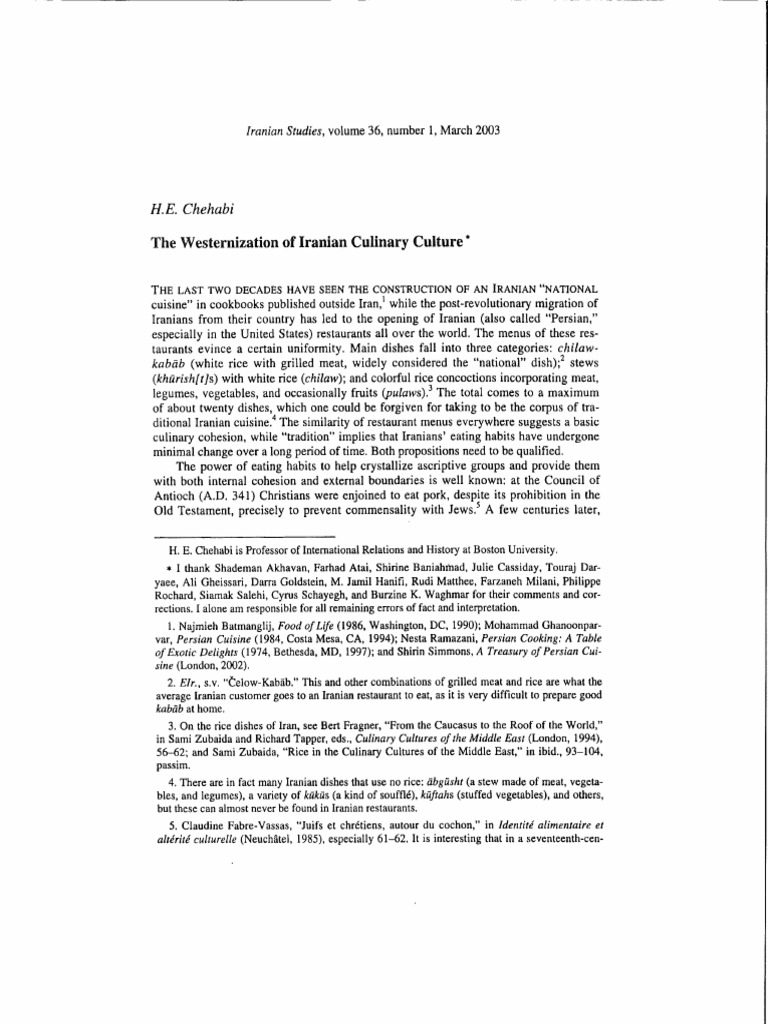 The Westernization of Iranian Culinary C | PDF