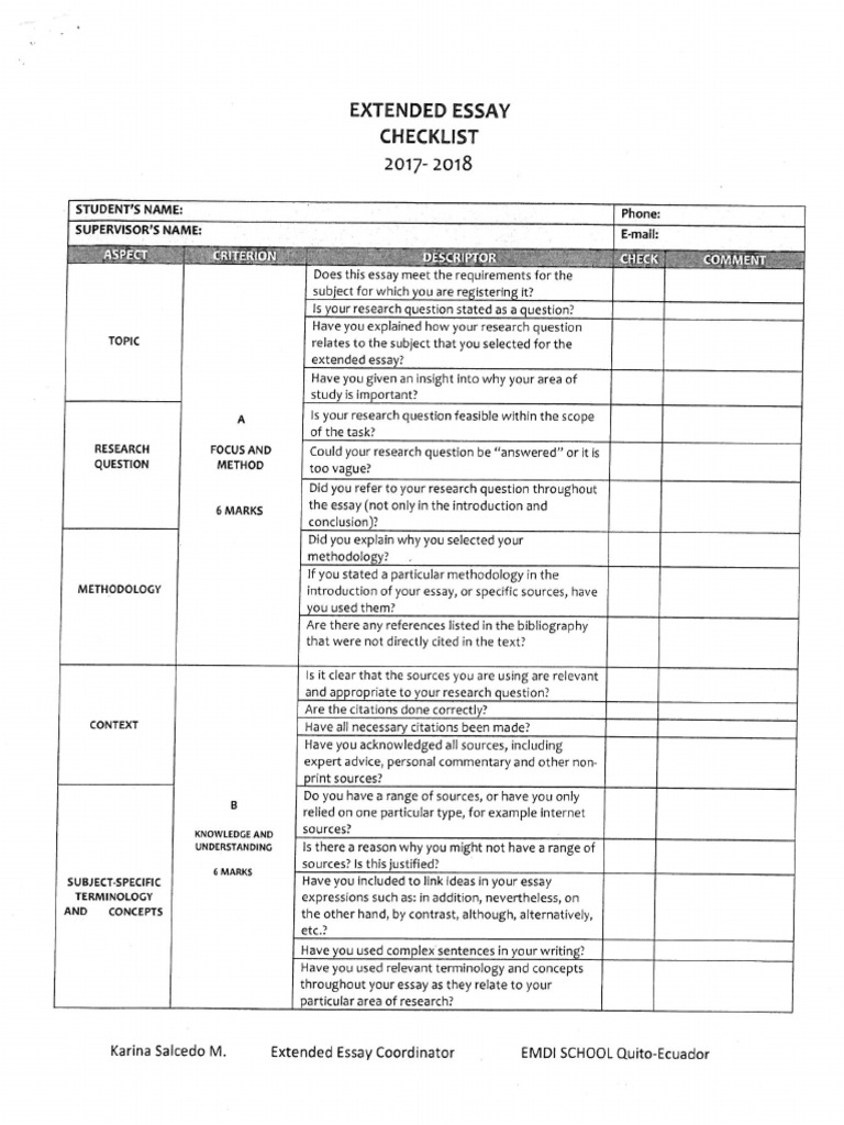 Ee Checklist 5 1 | PDF