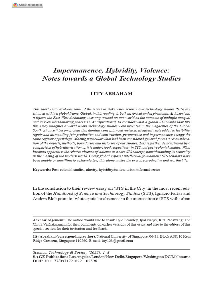 Impermanence Hybridity Violence Notes To | PDF | Postcolonialism