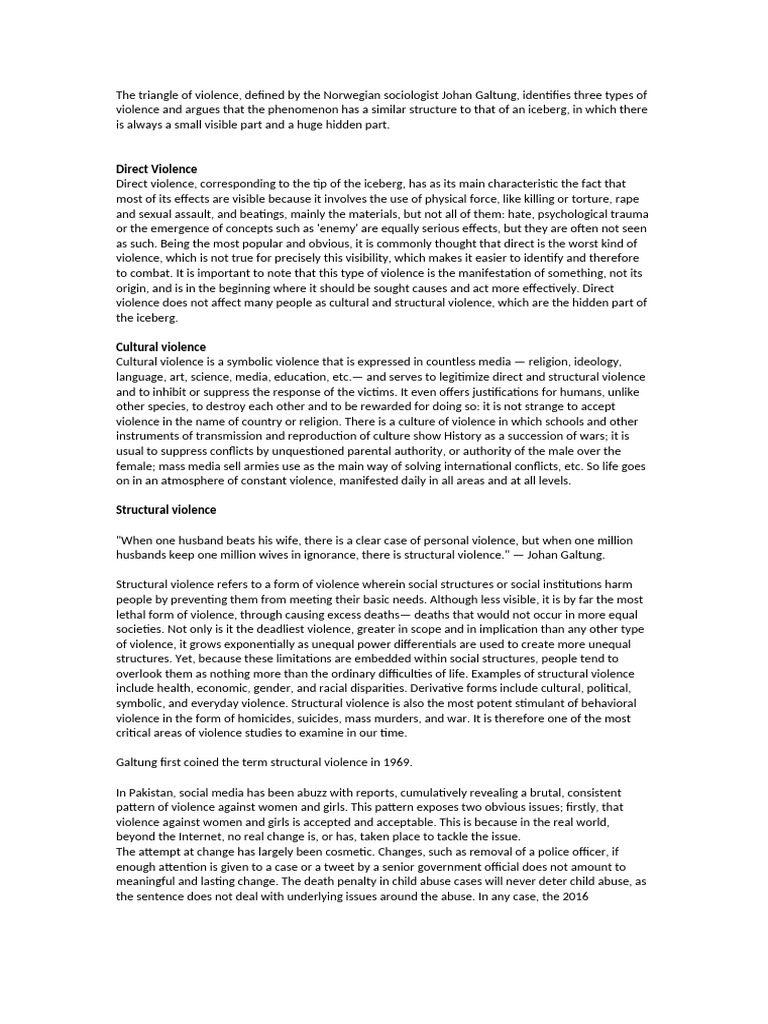 Direct Vs Structural Violence | PDF