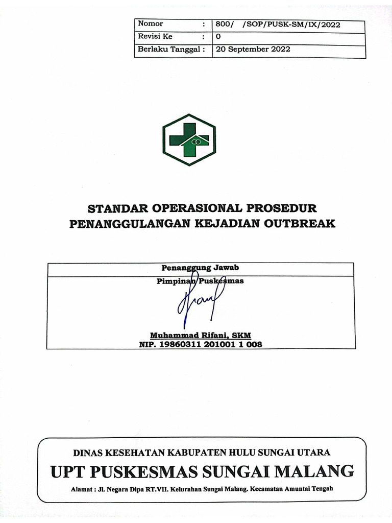 Revisi Sop Outbreak | PDF