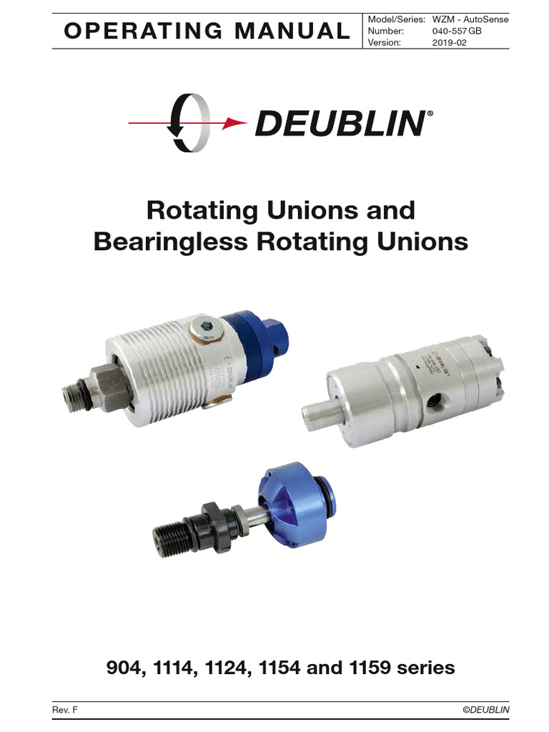 Rotating Unions and Bearingless Rotating Unions: Operating Manual | PDF