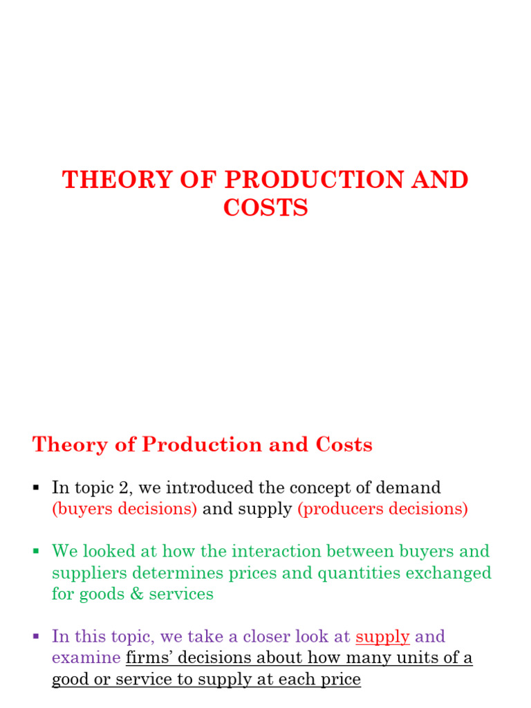 ECO 111 - Theory of Production and Costs | PDF