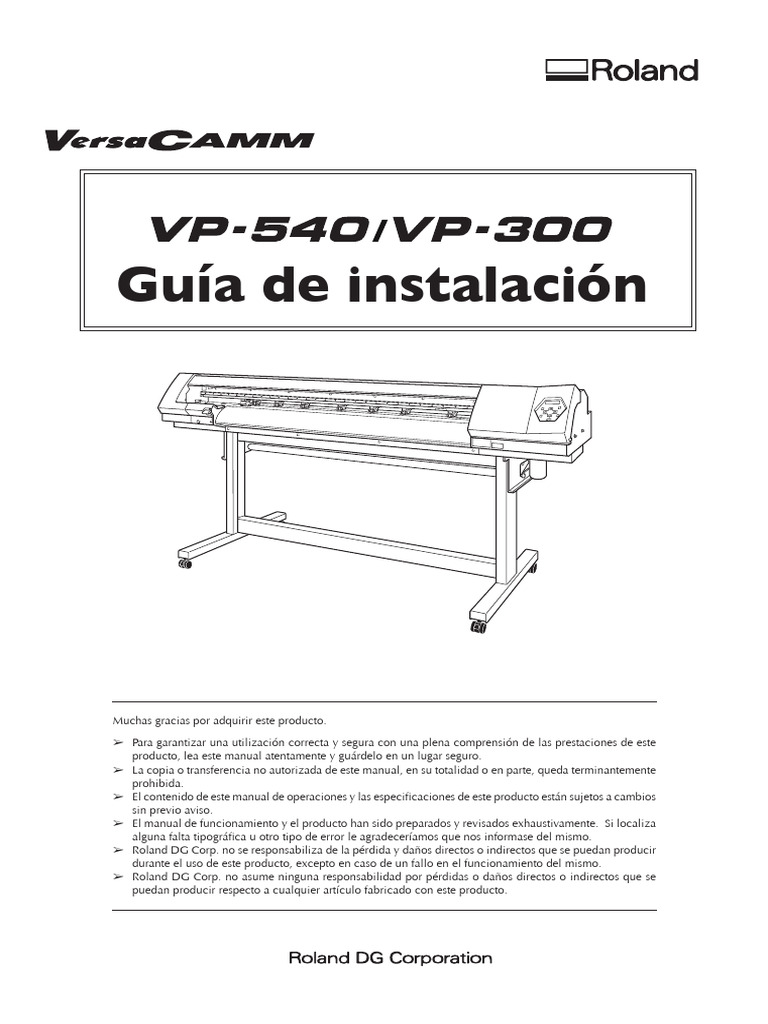 Roland VP 540 300 Guía de Instalación SP LR - Compressed | PDF
