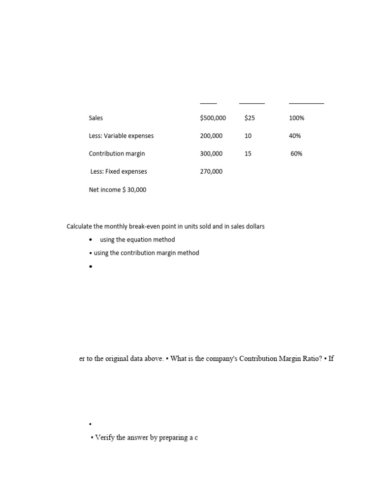 CVP Tutorial Question Set 2 | PDF