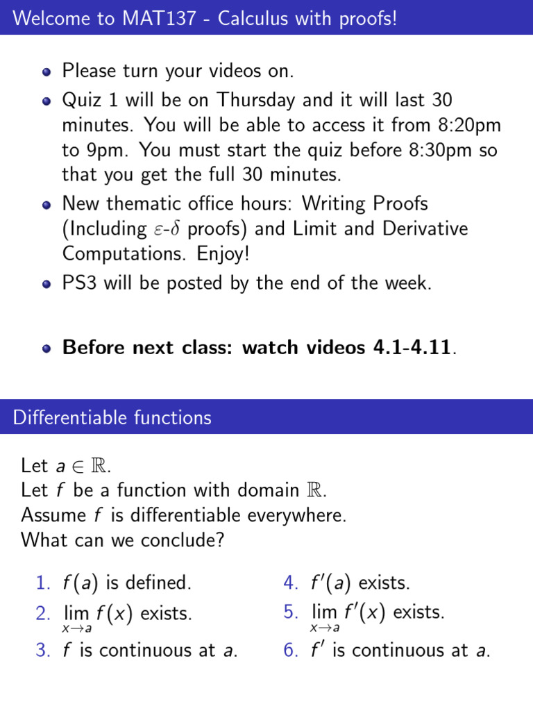MAT137 Summer 2021 LEC7 | PDF