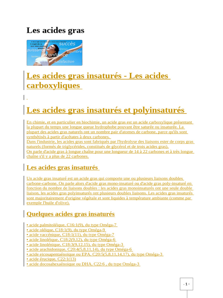 Les Acides Gras Insaturés | PDF