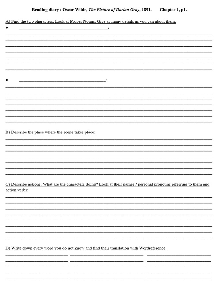 Reading diary _ Oscar Wilde The Picture of Dorian Gray 1891 | PDF