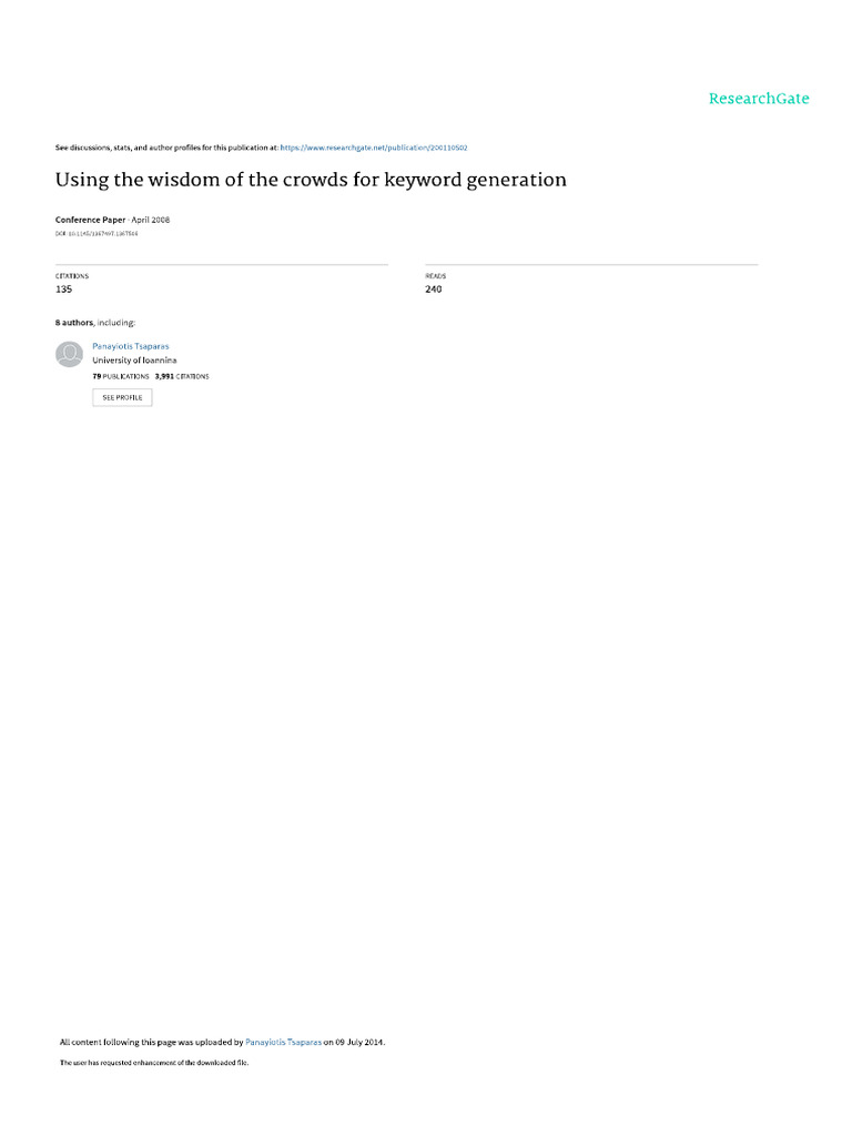 Using The Wisdom of The Crowds For Keyword Generation | PDF