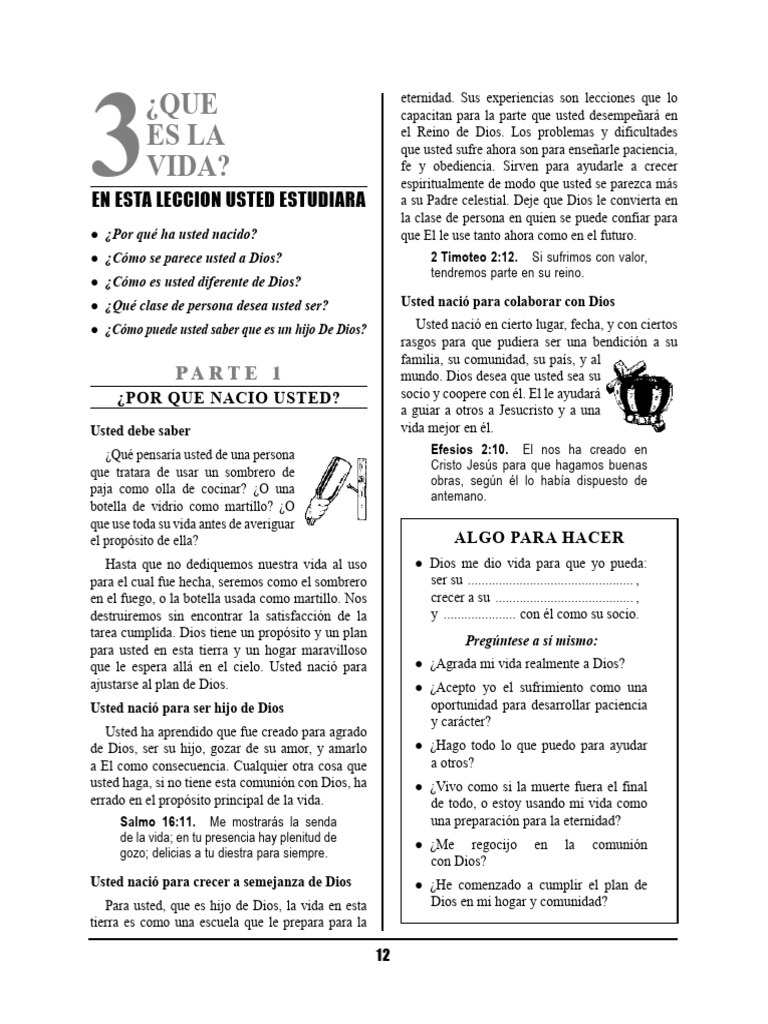 CE0100S Los Grandes Interrogantes de La Vida Leccion 3 | PDF