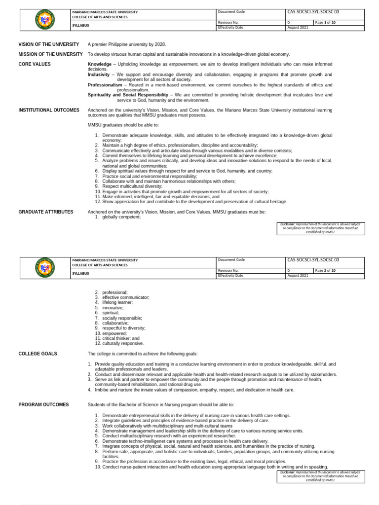 Vision of The University Mission of The University Core Values ...