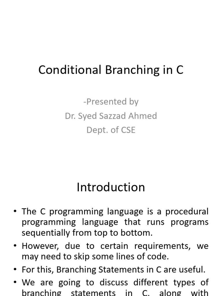 Lecture4 - Condition Branching in C | PDF