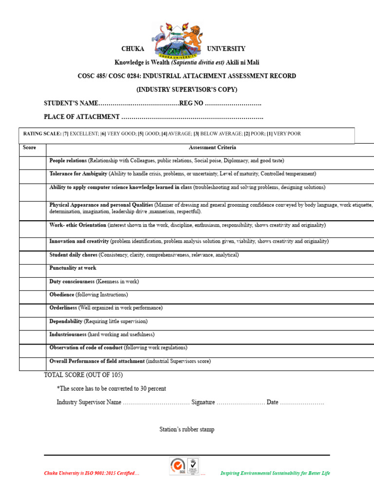 Industry Supervisor Revised Form | PDF | Technology & Engineering