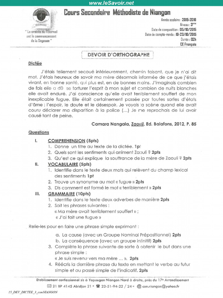 15_DEV_DICTEE_3_csmNIANGON | PDF