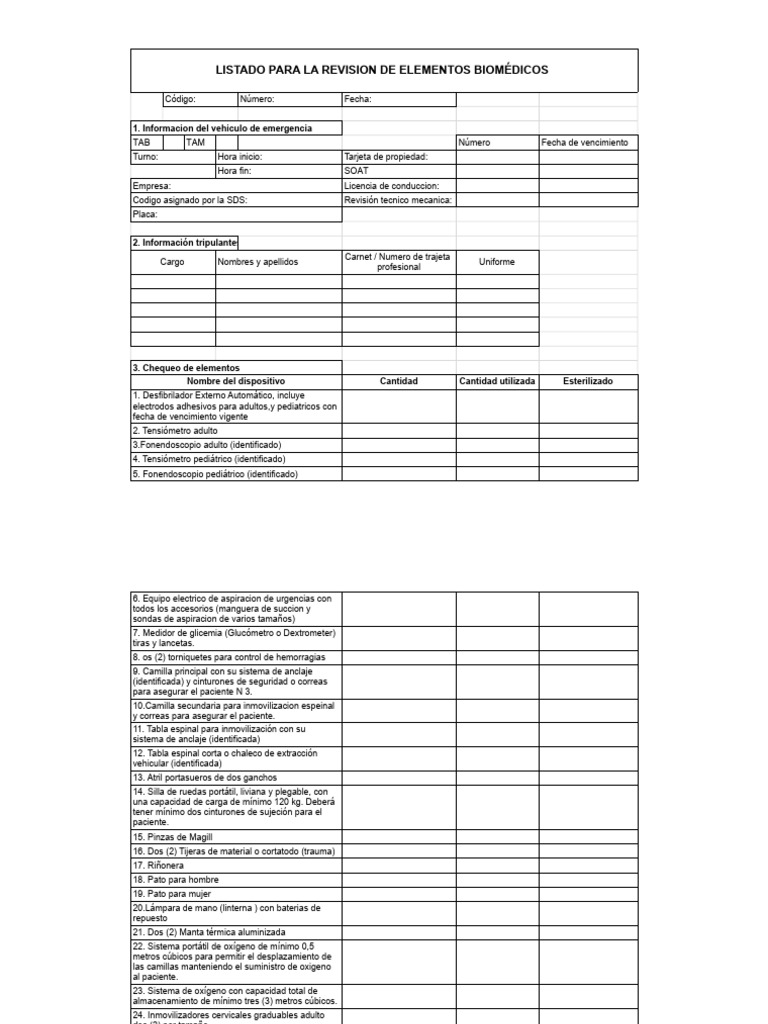Lista de chequeo APH - Hoja 1 | PDF