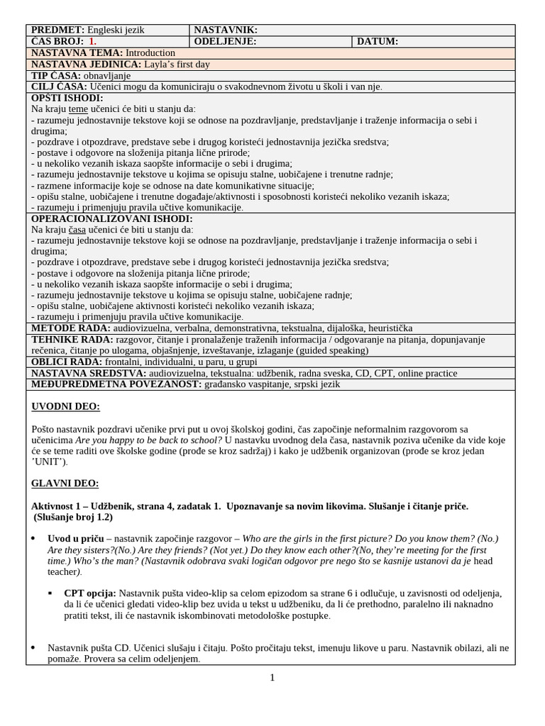 Y6 Lesson Plan 01 | PDF