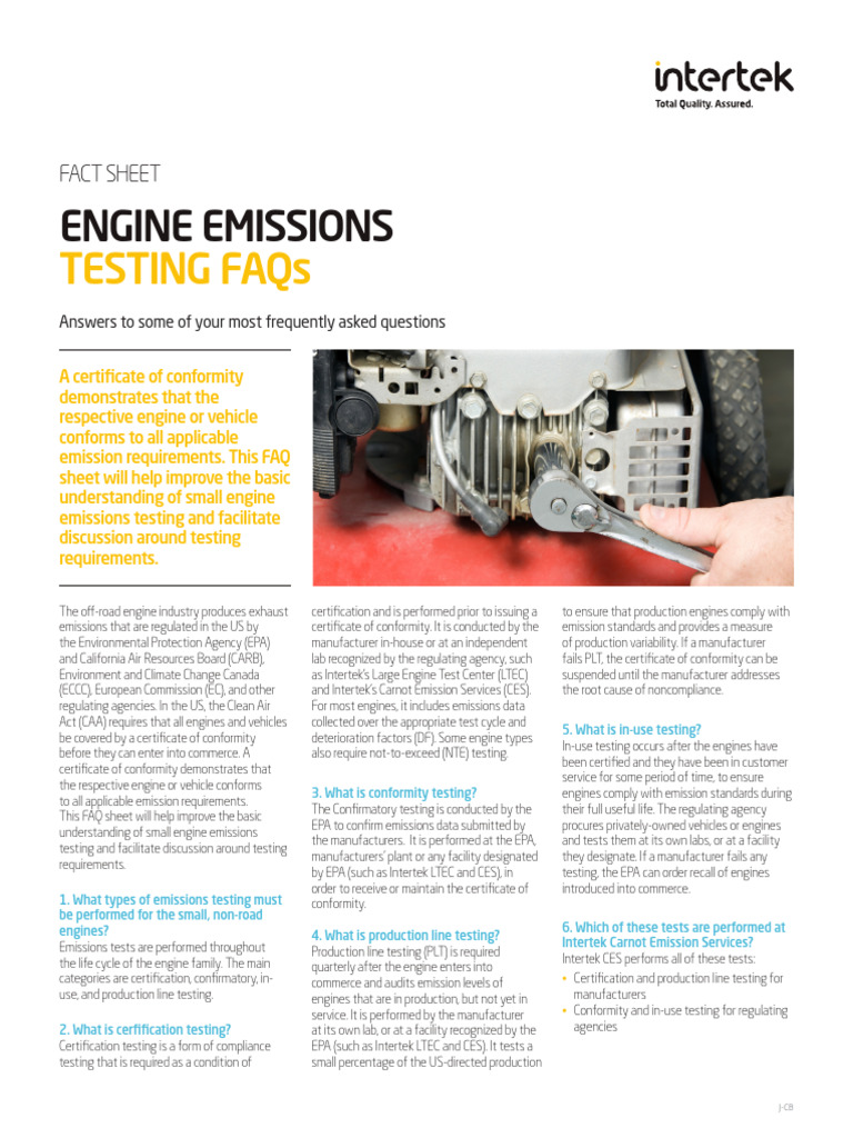Engine Emissions Testing FAQs | PDF