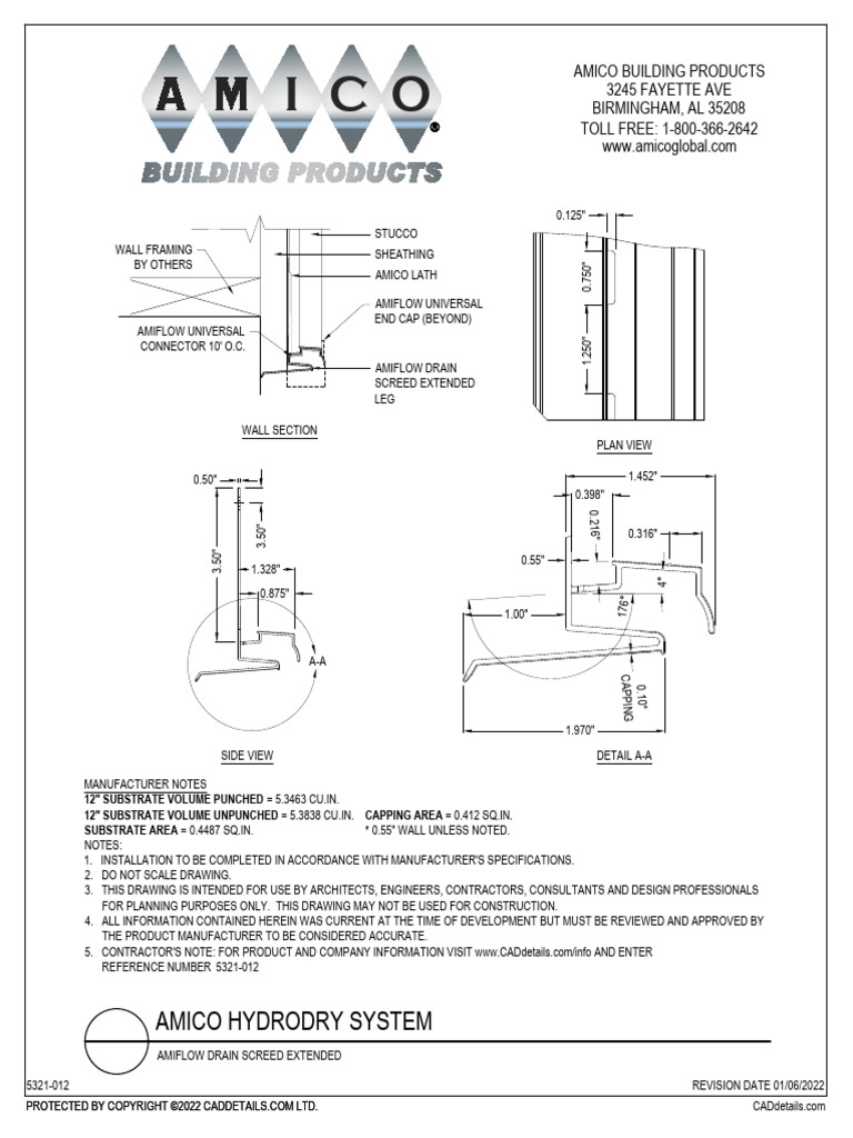 5321-012 - AMICO Building Products - AMIFLOW Drain Screed Extended Leg ...