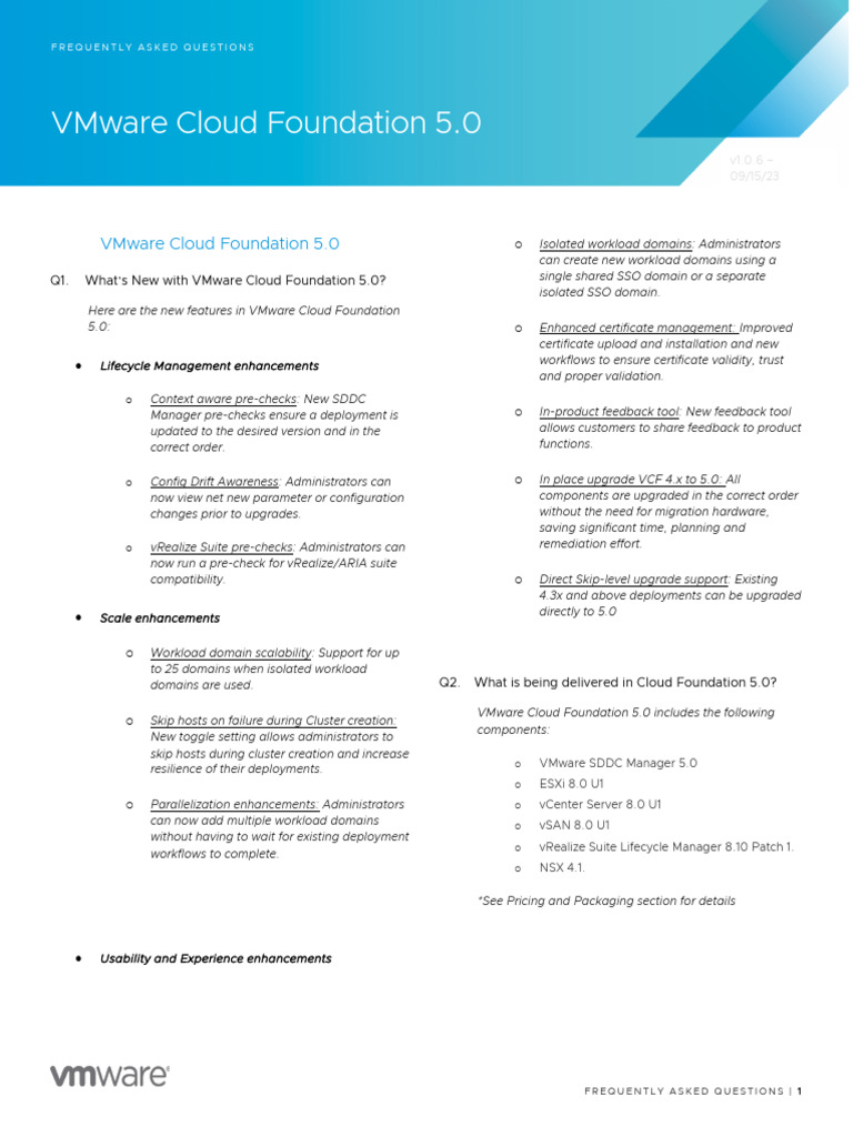 Vmware Cloud Foundation Faq | PDF