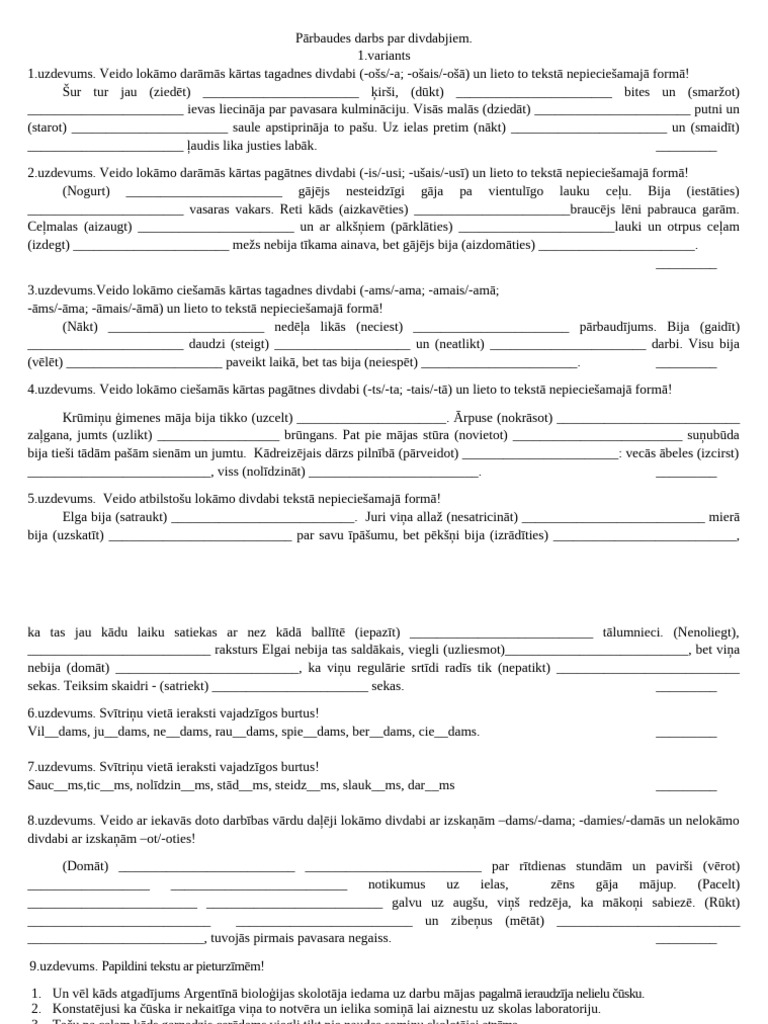 PĀRBAUDES DARBS - Divdabji | PDF