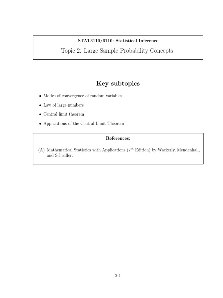 Lecture Notes Topic 2 - Large Sample Probability Concepts | PDF