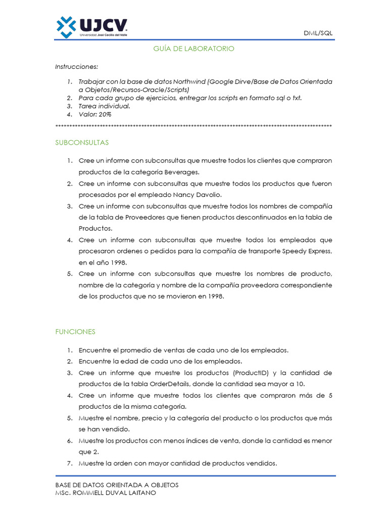 Guia de Ejercicios SQL | PDF