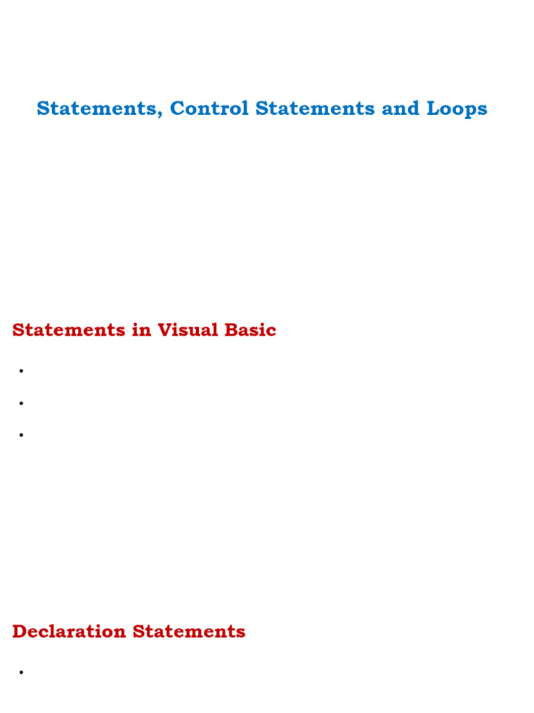 4. Statements, Control Statements and Loops - III BCA B - Dr. a.kanagaraj | PDF
