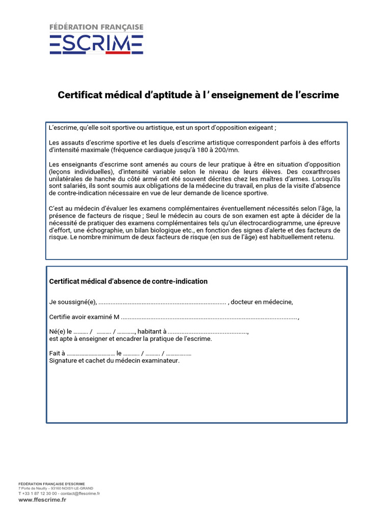 Certificat Medical Enseignant | PDF