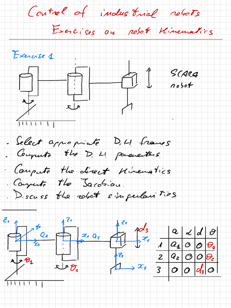 1 - Exercises On Robot Kinematics | PDF
