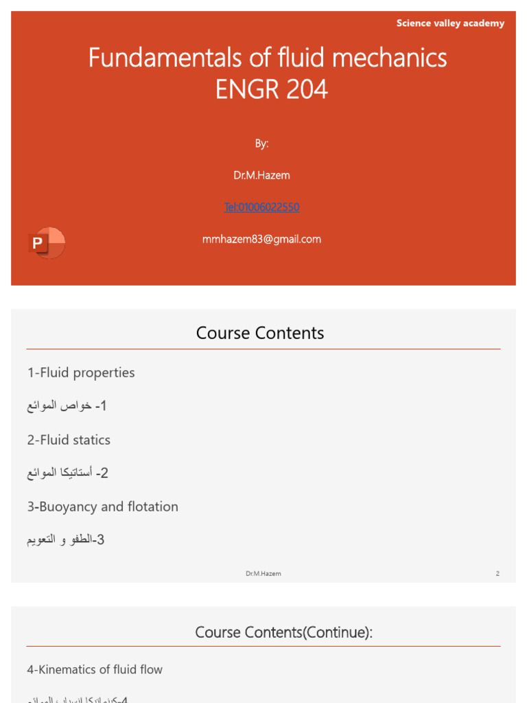 Lec.2 Fundamentals of Fluid Mechanics ENGR 204 | PDF Lec.2 Fundamentals of Fluid Mechanics ENGR 204 | PDF