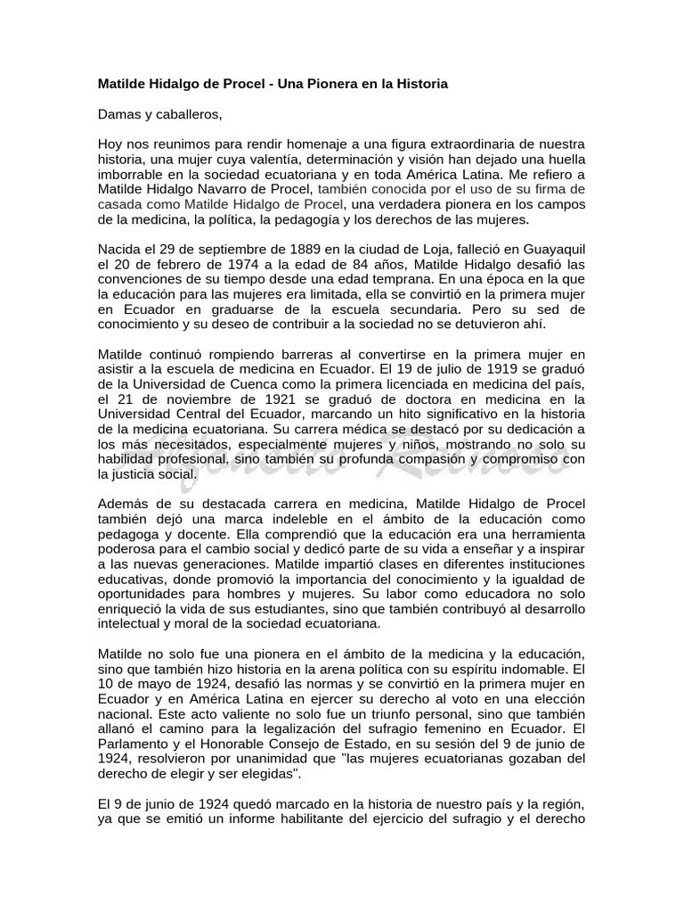 Matilde Hidalgo de Procel | PDF | Historia