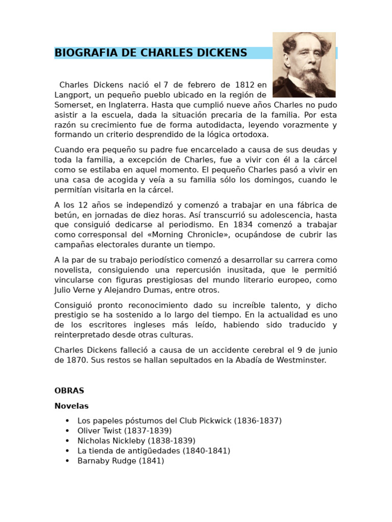 Biografia de Charles Dickens | PDF