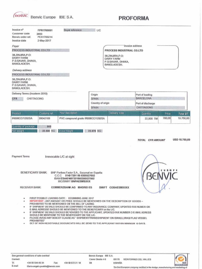 Proforma Template | PDF