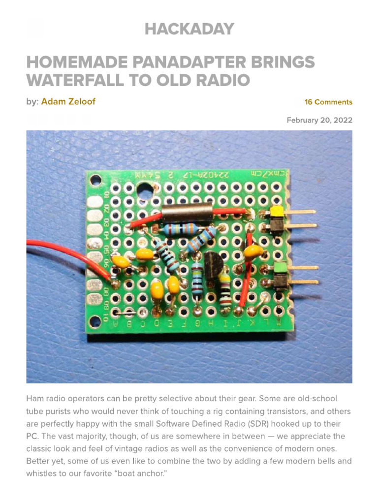 Homemade Panadapter Brings Waterfall To Old Radio | PDF