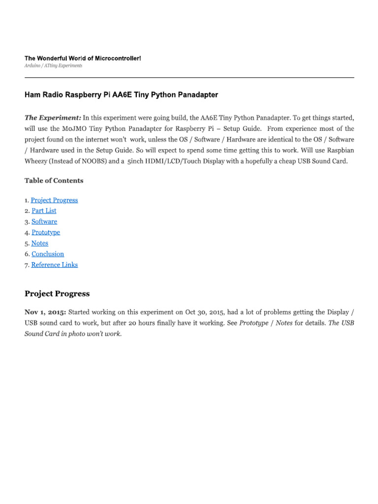 Ham Radio Raspberry Pi AA6E Tiny Python Panadapter | PDF