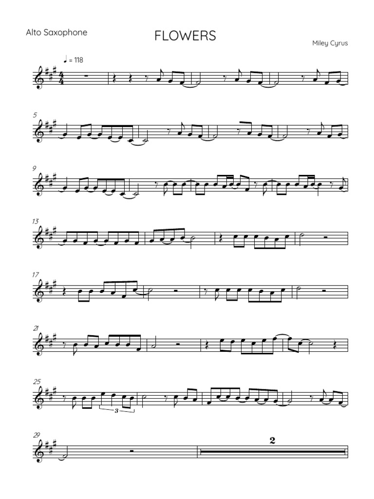 FLOWERS - Alto Saxophone | PDF