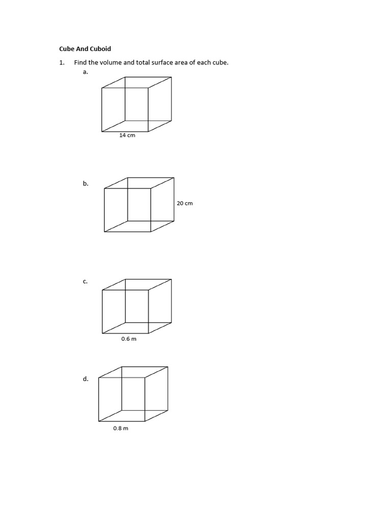 Perimeter and Area of Cube and Cuboid | PDF