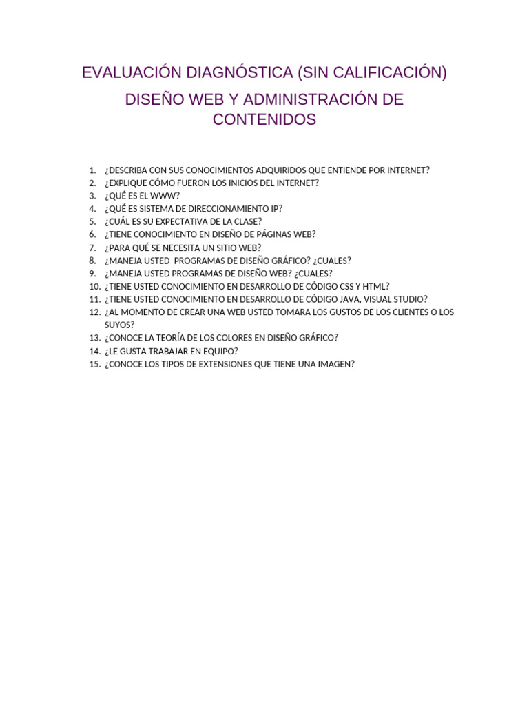 Evaluacion Diagnostica | PDF