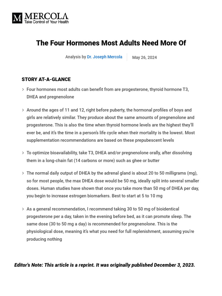Four Hormones Most Adults Need More of PDF | PDF