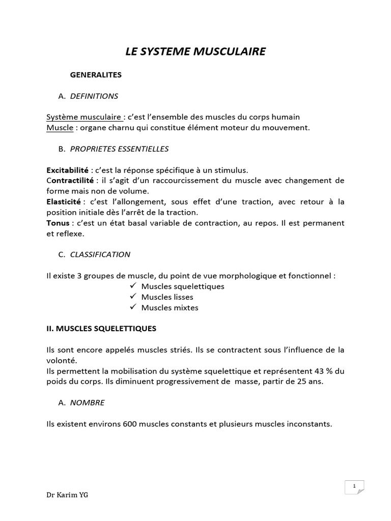 Systeme Musculaire | PDF