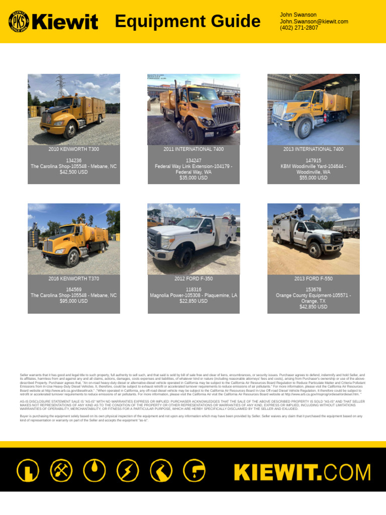 Kiewit Used Equipment Catalog September 2024 | PDF