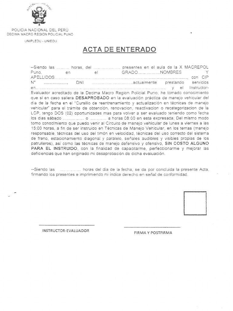 Acta de Enterado | PDF