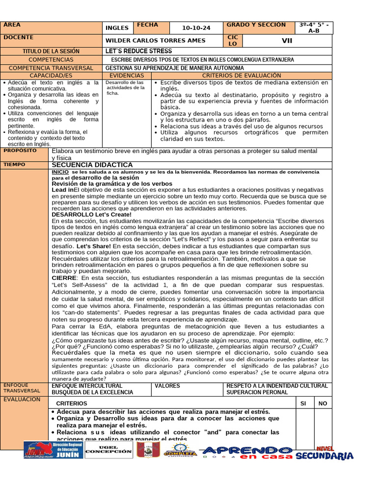 Exp3 Secundaria 3y4 Seguimosaprendiendo Ingles 05 Activity4DoityourselfA1 | PDF